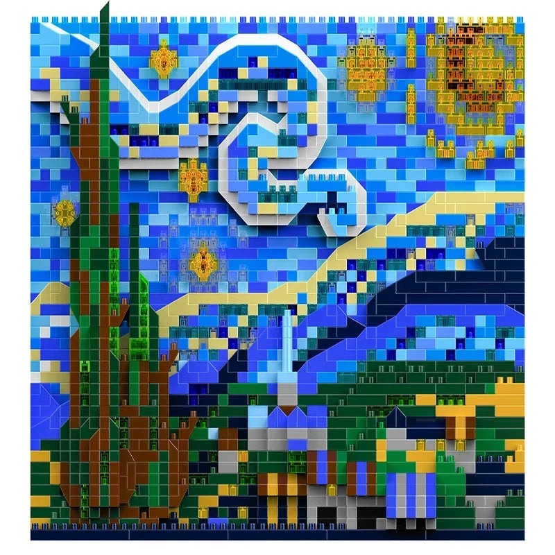 Starry Night Building Blocks Set - Vincent Van Gogh Inspired Art Brick ...