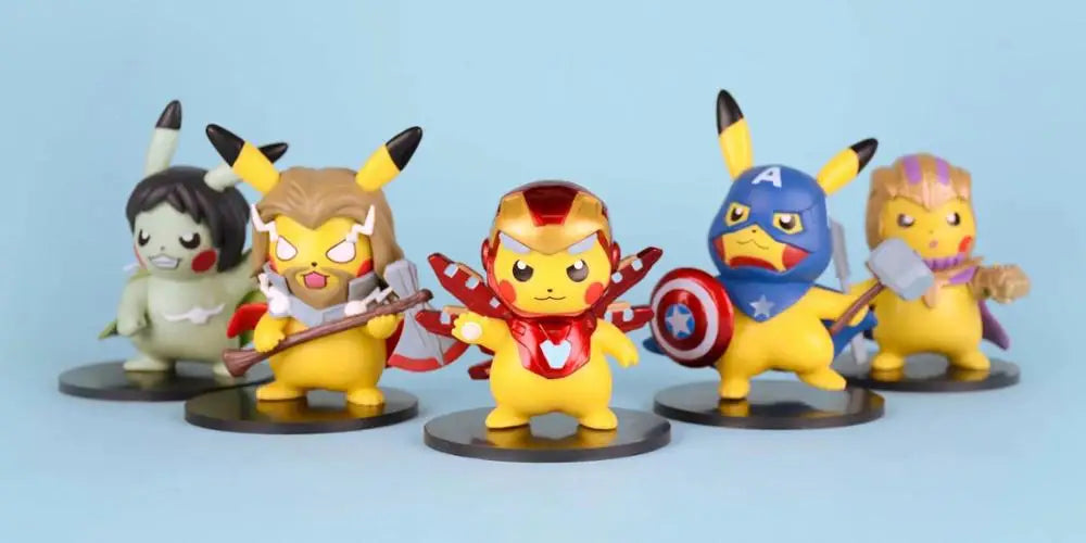 Pokemon Pikachu Figures Cosplaing Black Widow, Spiderman, Captain Amer ...