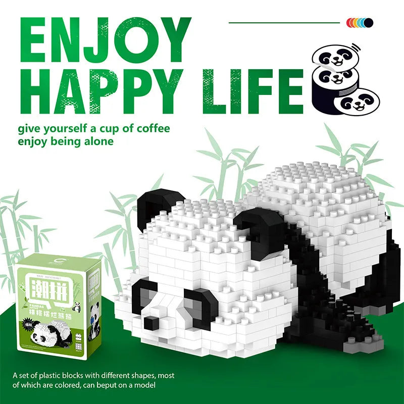 Kawaii Panda Mini Building Blocks Set - 12PCS Bricks for Three Assembl ...