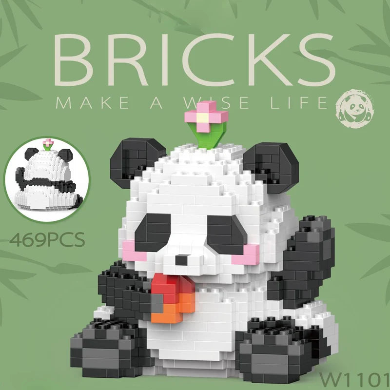 Kawaii Panda Mini Building Blocks Set - 12PCS Bricks for Three Assembl ...