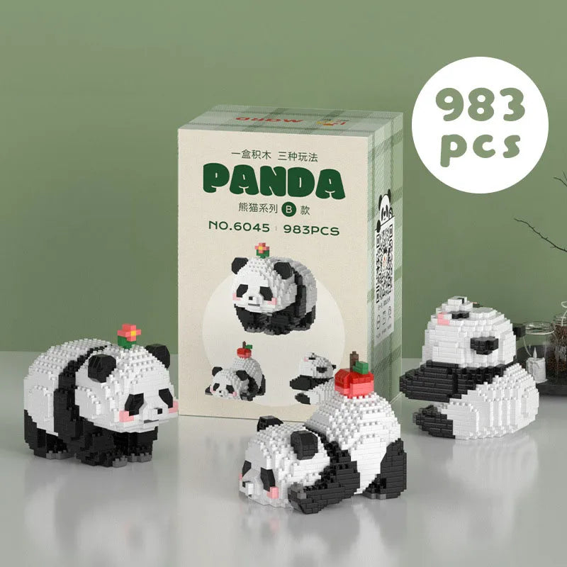 Kawaii Panda Mini Building Blocks Set - 12PCS Bricks for Three Assembl ...