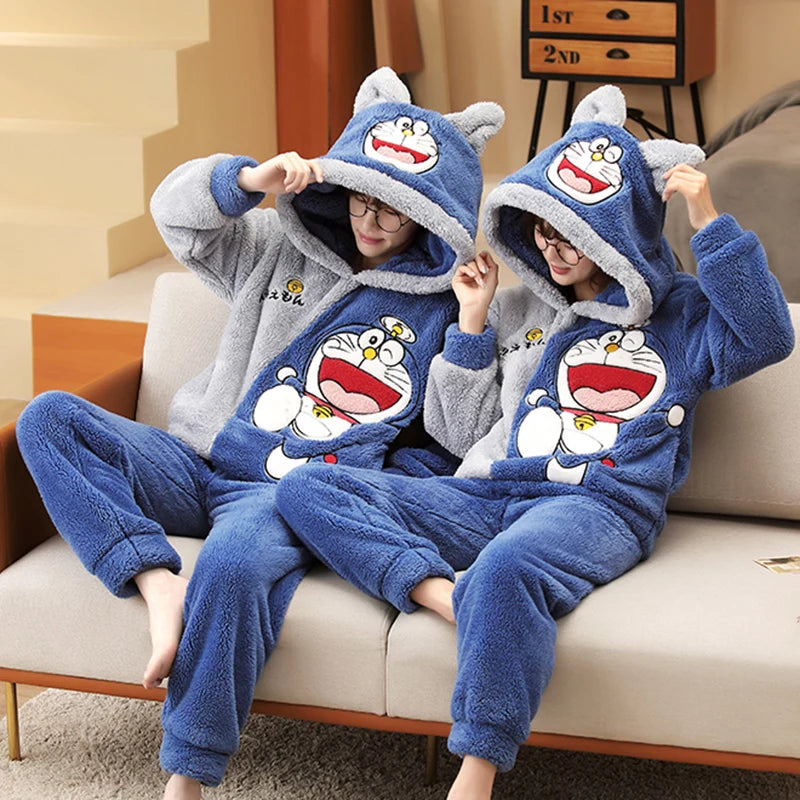 Doraemon Couple Pajamas Set: Cozy Winter Hoodies – The Anime Supply