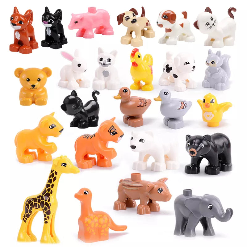 Big Size Farm Animals Building Blocks Set: Cat, Dog, Pig, Rabbit Model ...