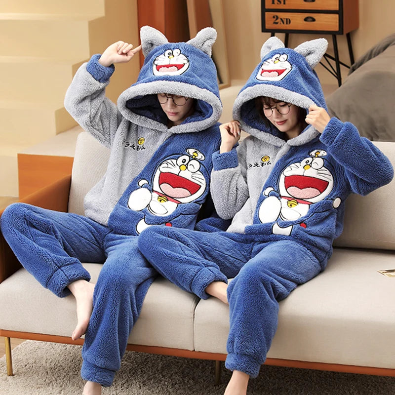 Doraemon Couple Pajamas Set: Cozy Winter Hoodies – The Anime Supply